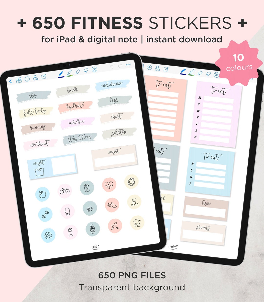 Fitness Digital Stickers, Digital Fitness Stickers for Goodnotes ...