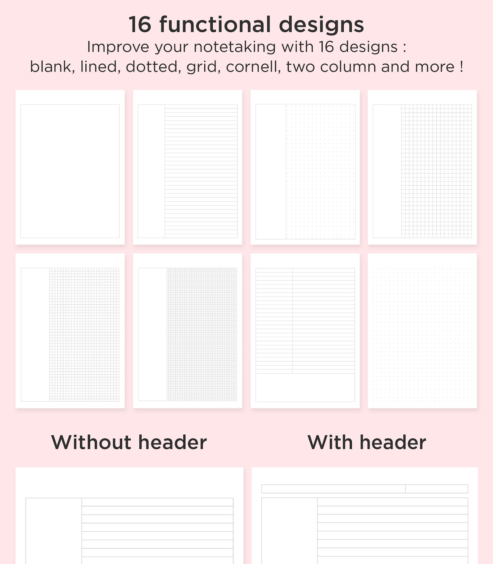 Bloc de notes numériques de taille de lettre, papier de prise de note ...