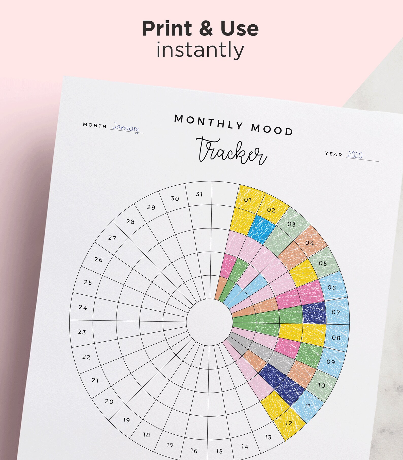 Mood Tracker, Mood Planner Inserts, Monthly Mood, Mood Printable ...
