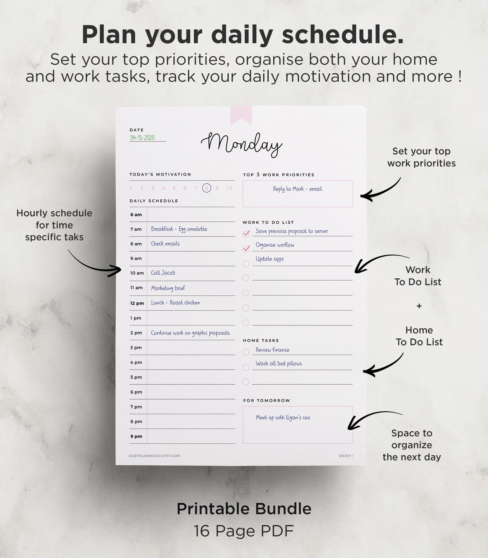 Work From Home Planner Planner Home Business Daily Work - Etsy