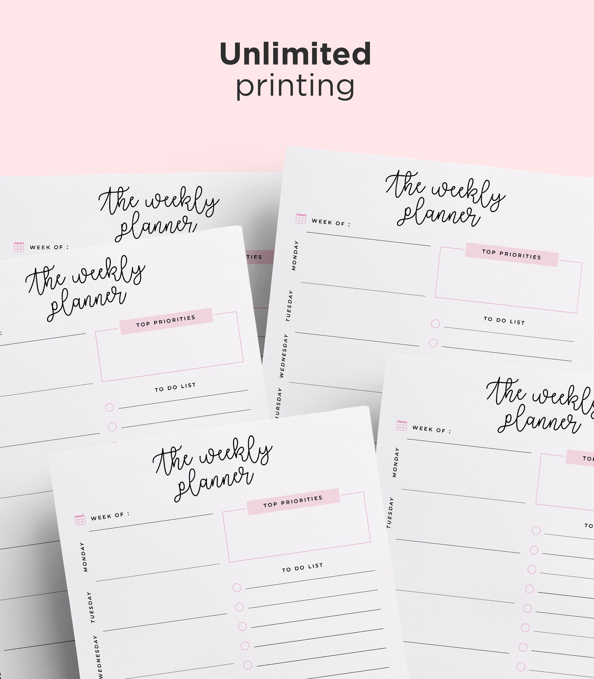 Fillable Weekly Planner Printable Weekly Planner Pages - Etsy