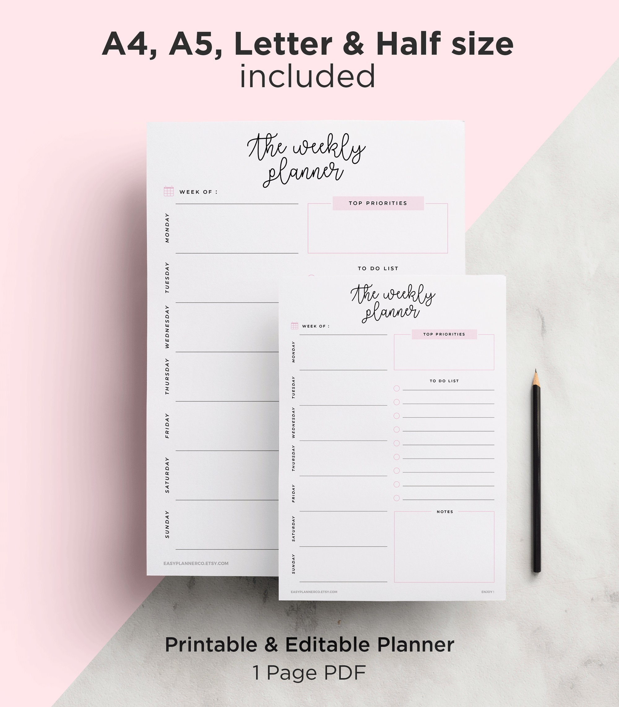 Fillable Weekly Planner Printable Weekly Planner Pages - Etsy
