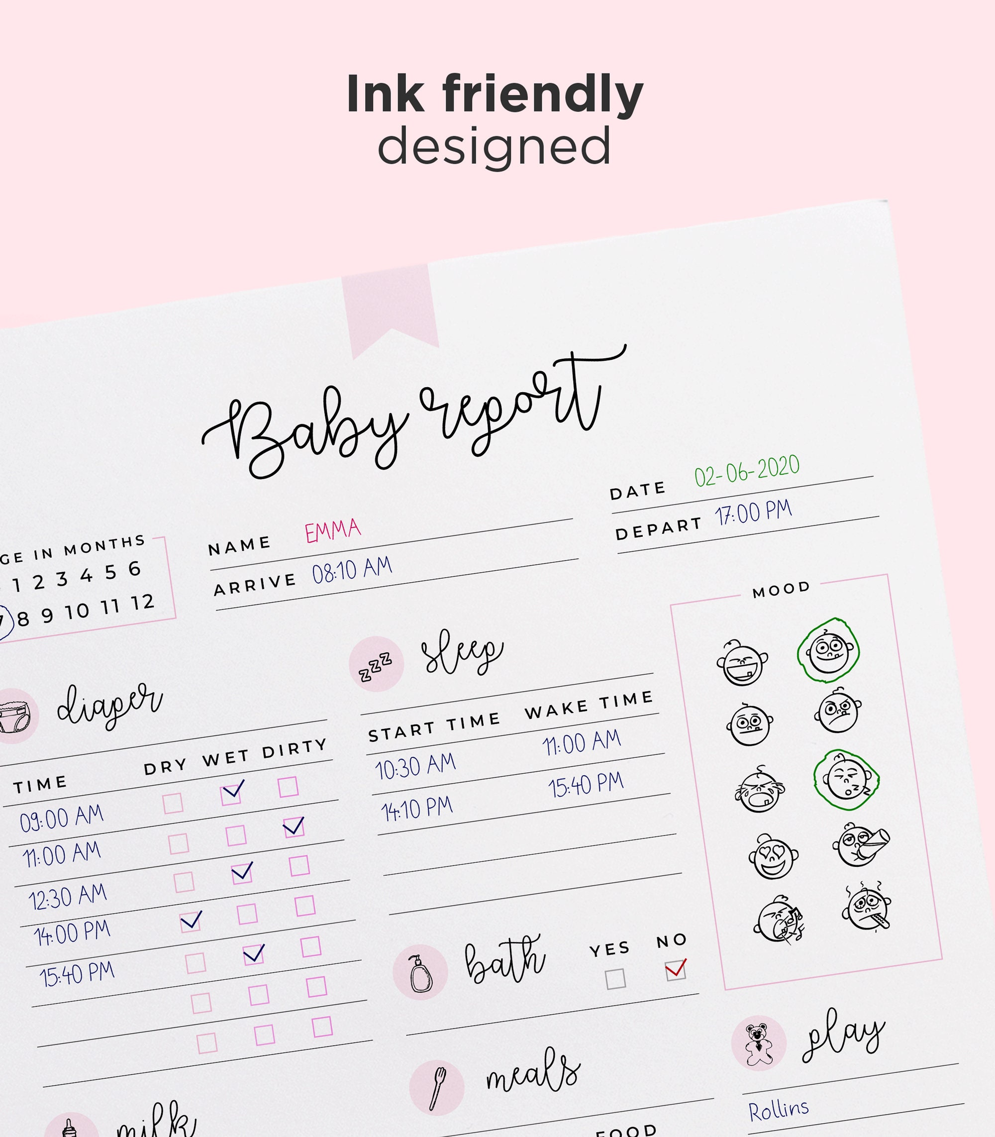 Printable Baby Tracker Nanny Log Baby Journal Baby Log for - Etsy