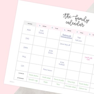 Family Calendar Printable, Calendar for Family, Command Center, Family ...