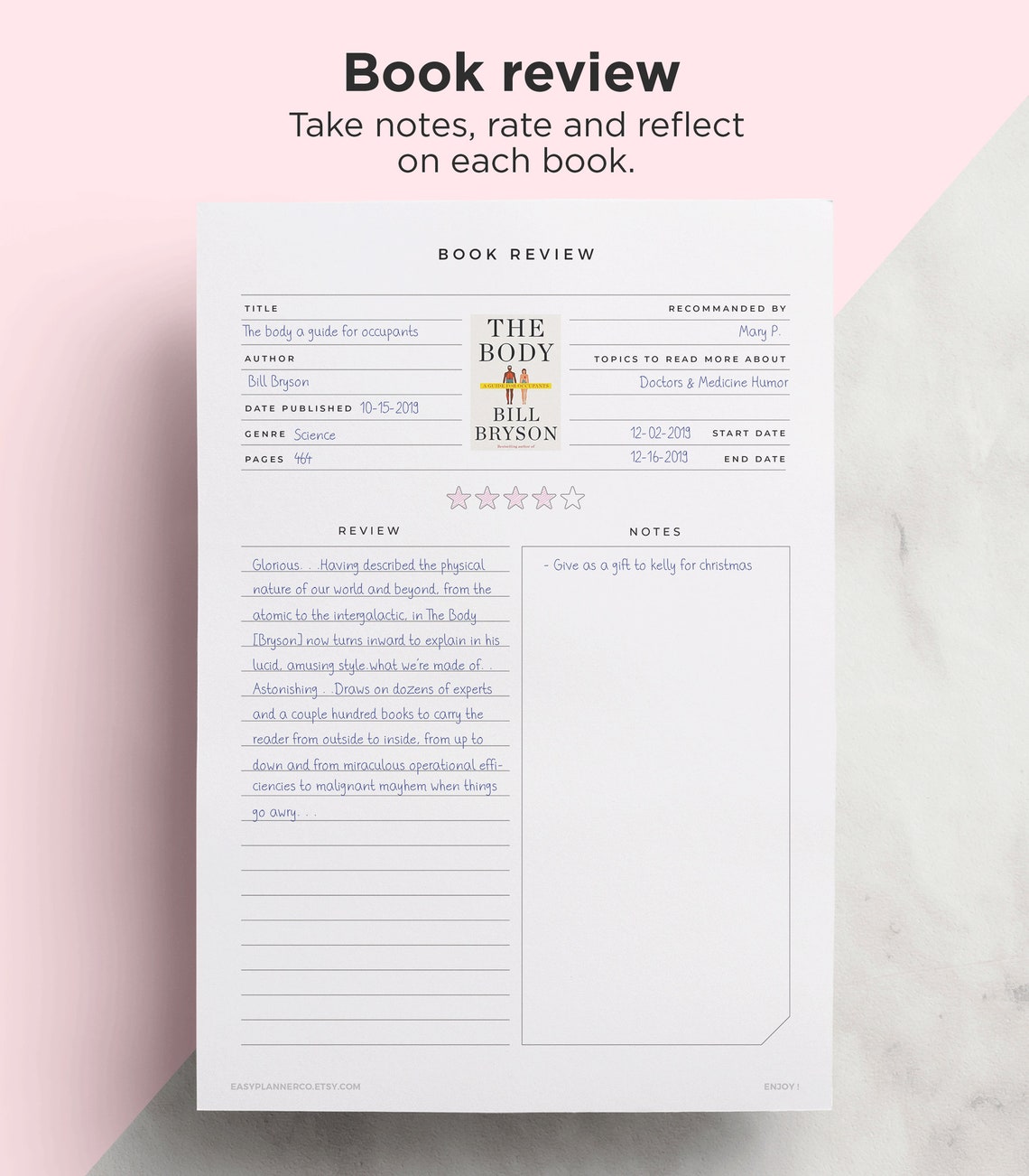 Reading Journal Printable Book Log Reading Tracker Reading - Etsy