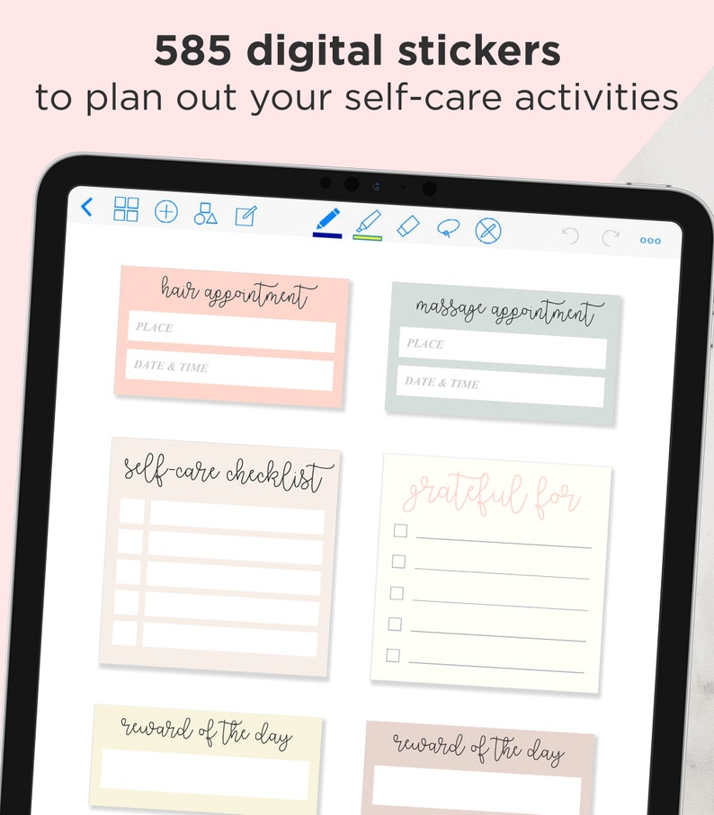 Self Care Digital Stickers for Goodnotes Self Care Planner - Etsy