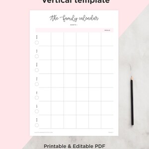 Family Calendar Printable, Calendar for Family, Command Center, Family ...
