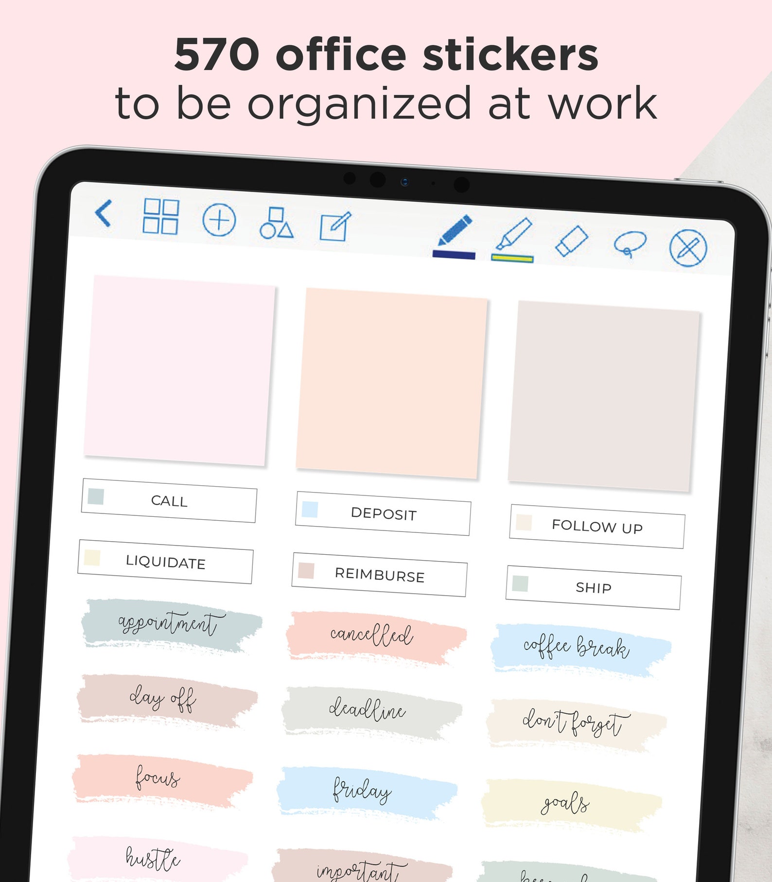 Office Digital Stickers Set for Goodnotes, Pre-cropped Digital Stickers ...