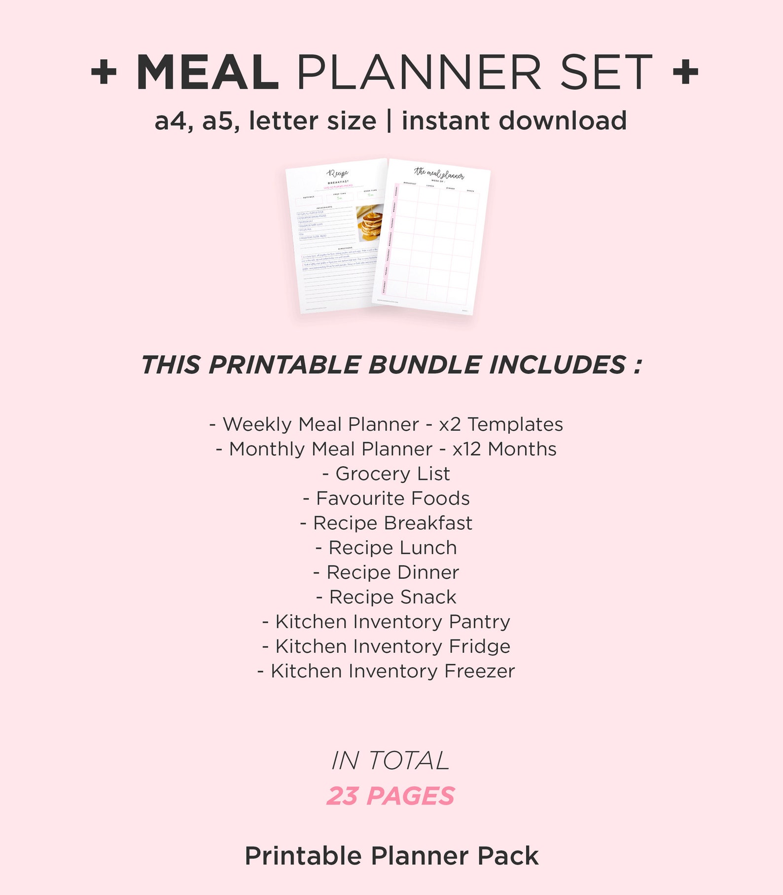 Ultimate Meal Planner Printable Weekly Meal Planner Recipe - Etsy