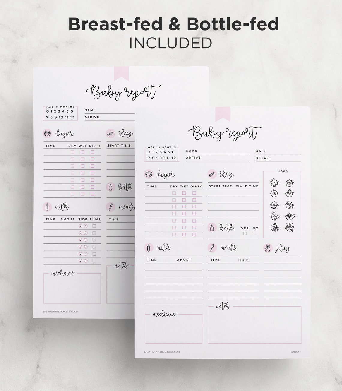 Printable Baby Tracker Nanny Log Baby Journal Baby Log for - Etsy