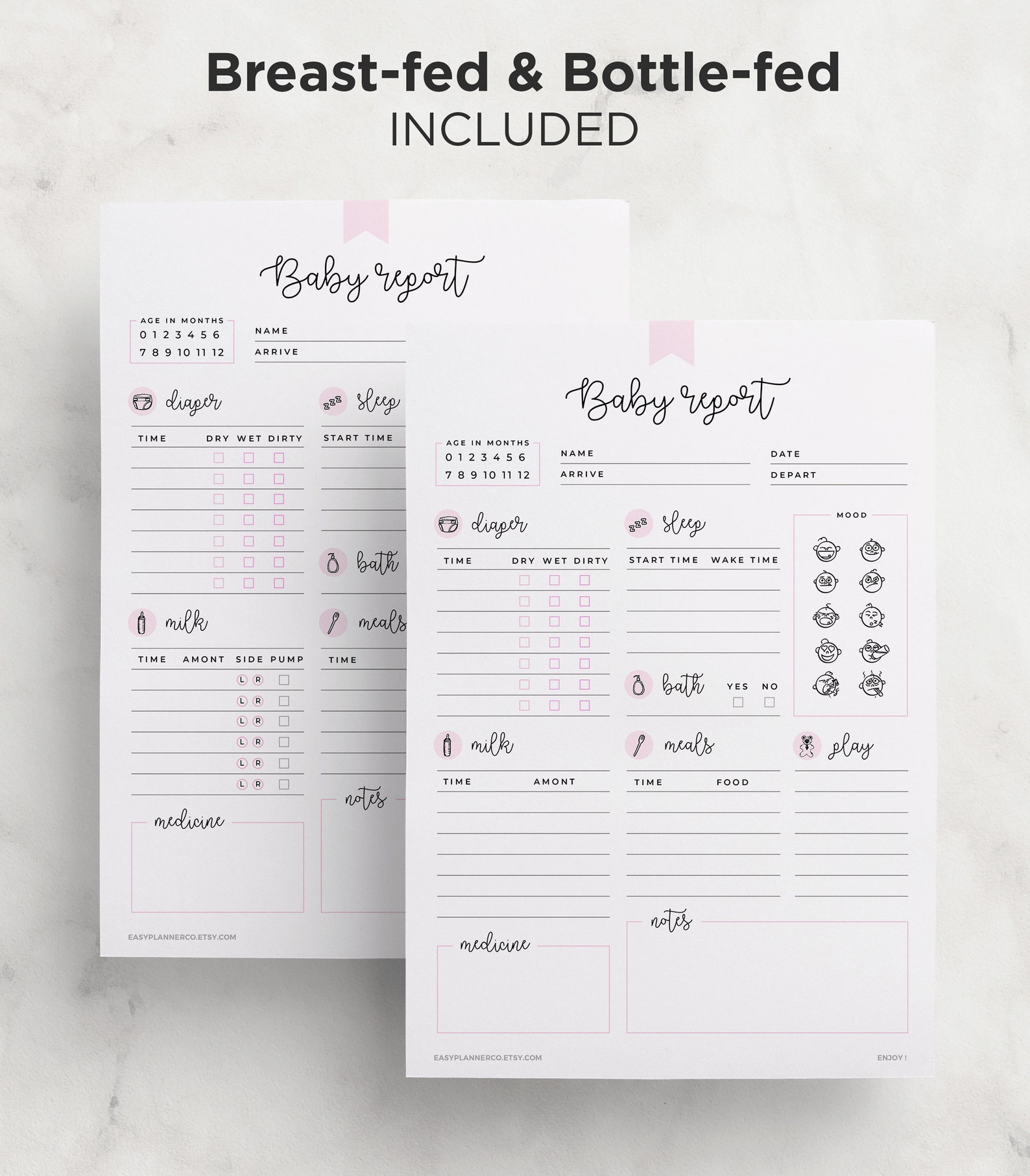 Printable Baby Tracker Nanny Log Baby Journal Baby Log for - Etsy