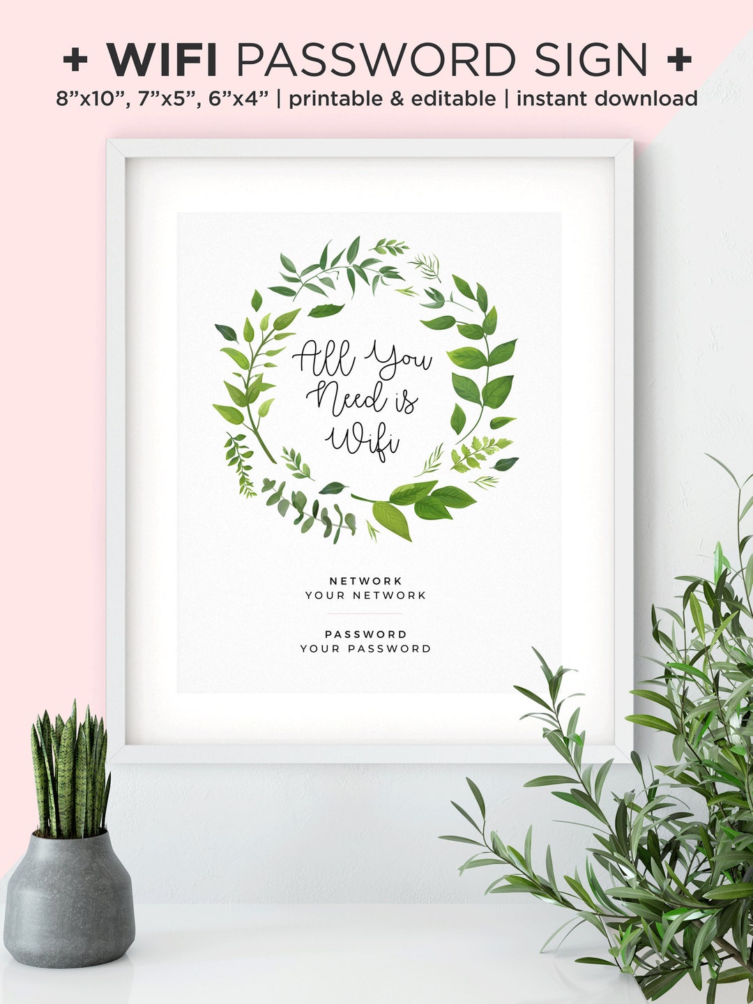 Printable Wifi Password Sign Editable Wifi Sign PDF - Etsy