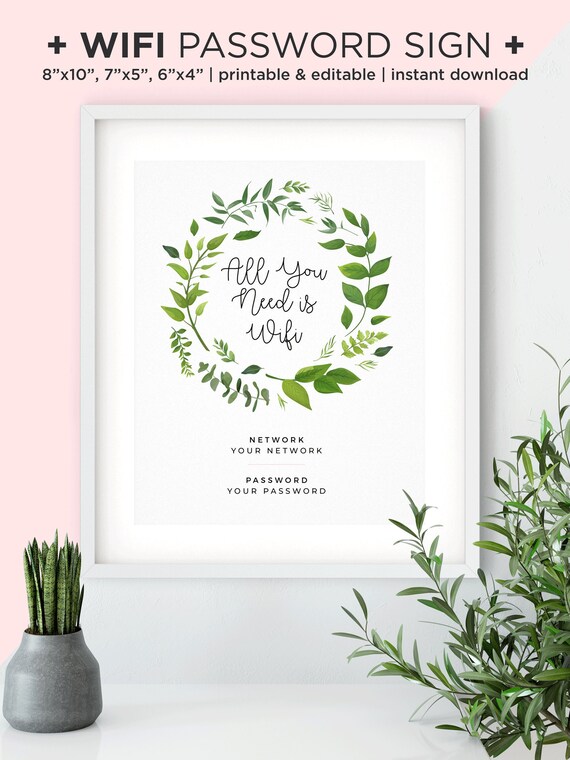 Printable Wifi Password Sign Editable Wifi Sign PDF | Etsy