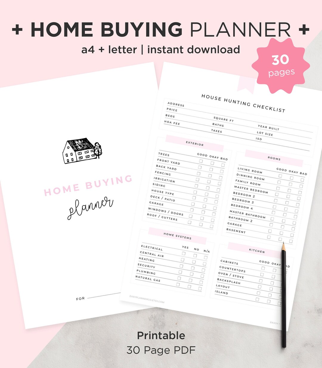 Home Buying Planner, Real Estate House Hunting Checklist, Home Buying ...