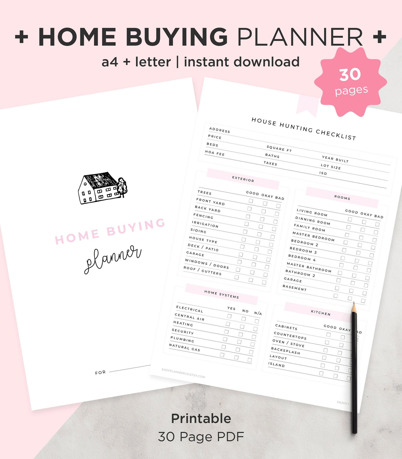 Home Buying Planner, Real Estate House Hunting Checklist, Home Buying ...