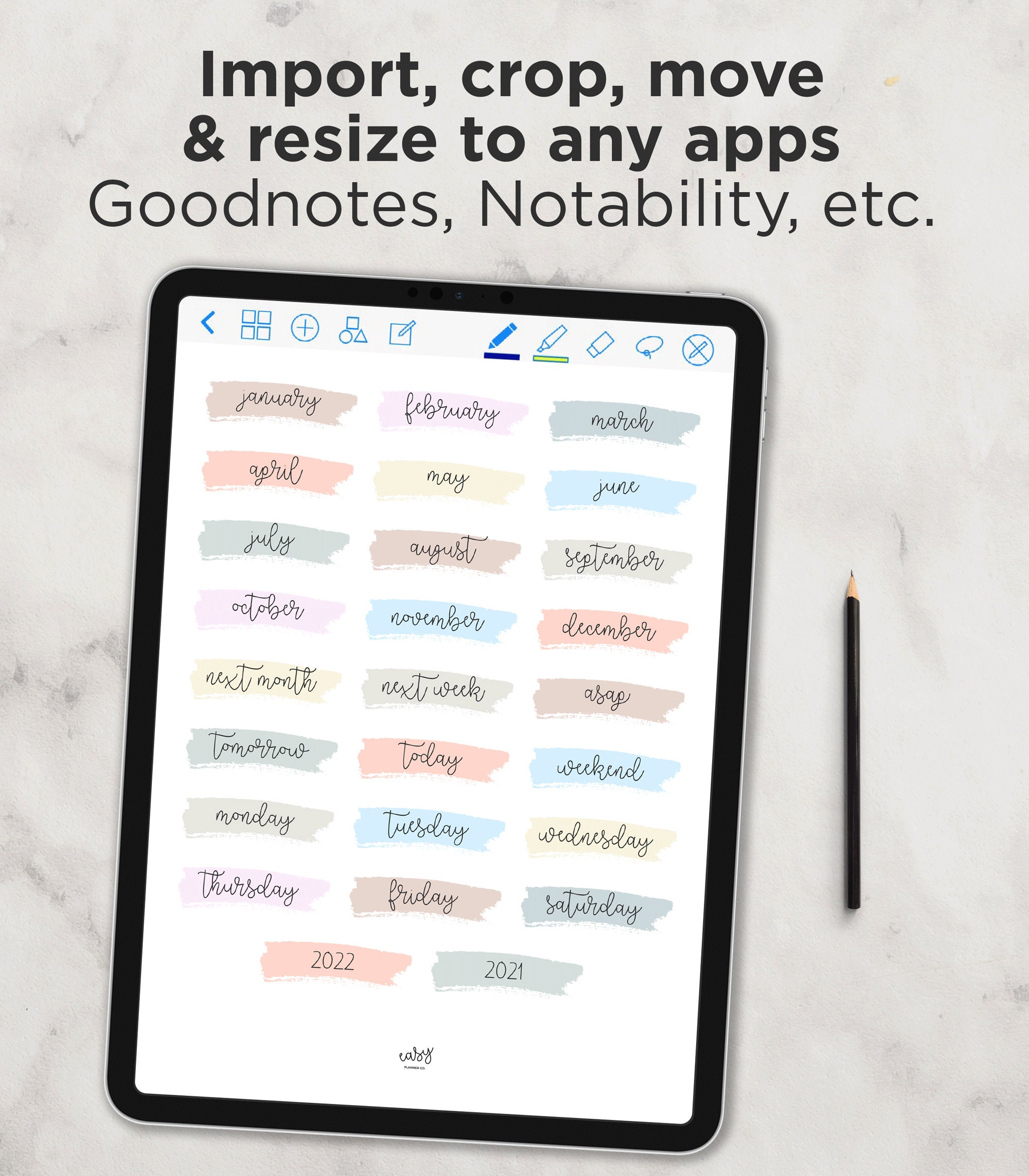 2022 Digital Planner Stickers Pastel Colours for Goodnotes, Weekly ...