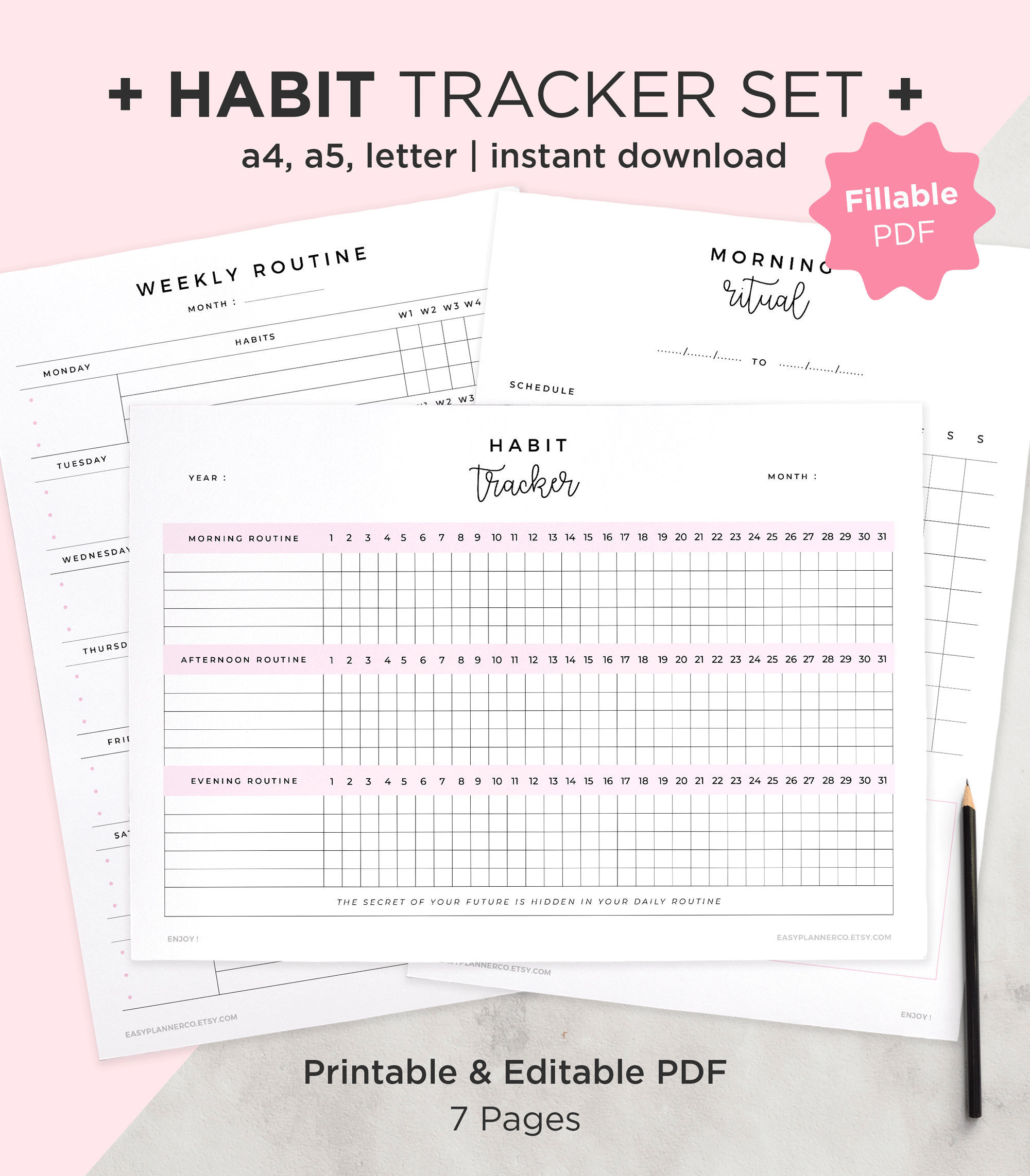 Paper & Party Supplies PDF download A4 A5 US Letter Printable Habit ...