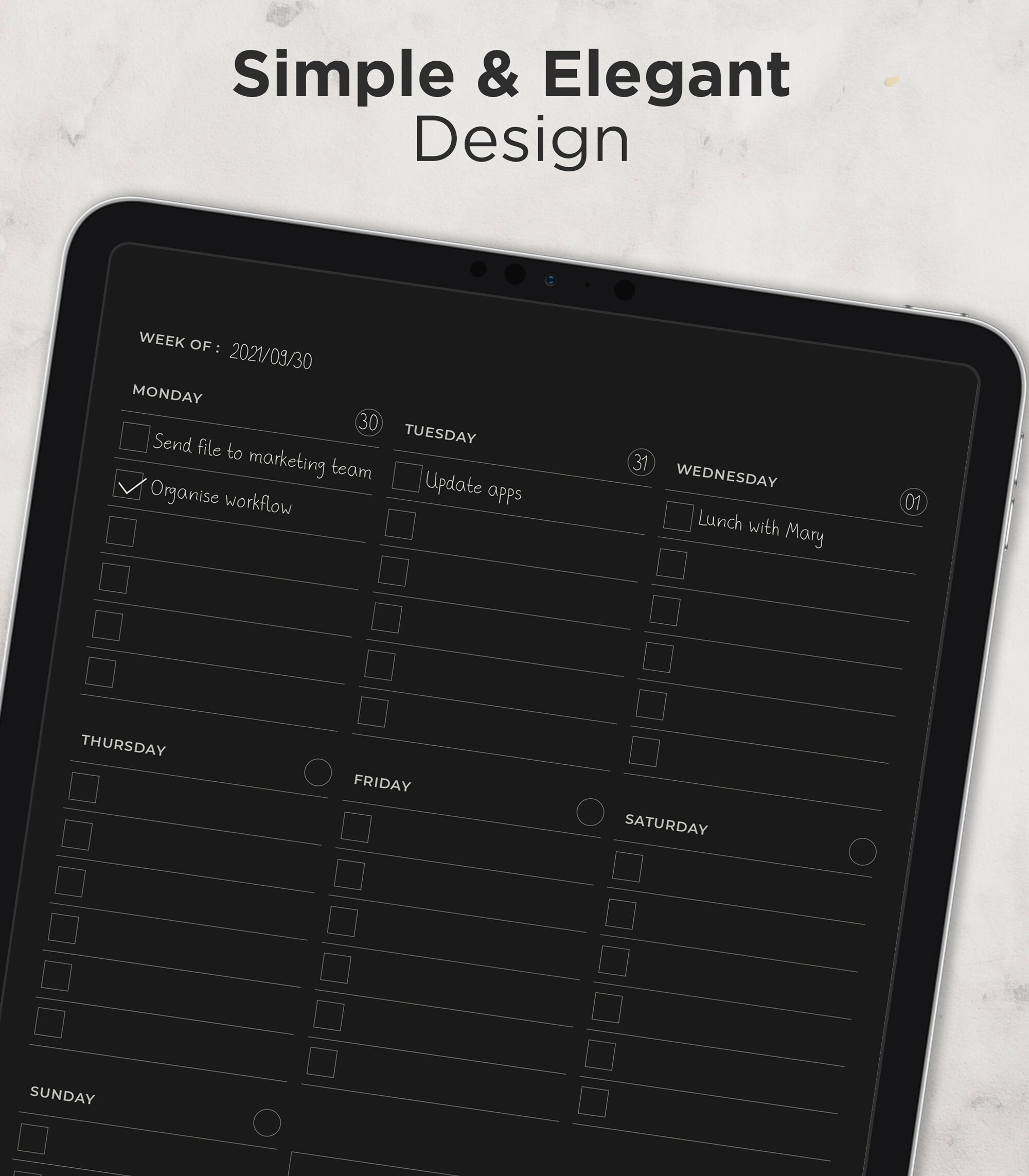 Black Digital Daily Planner for Goodnotes, Minimalist Black Digital Set ...