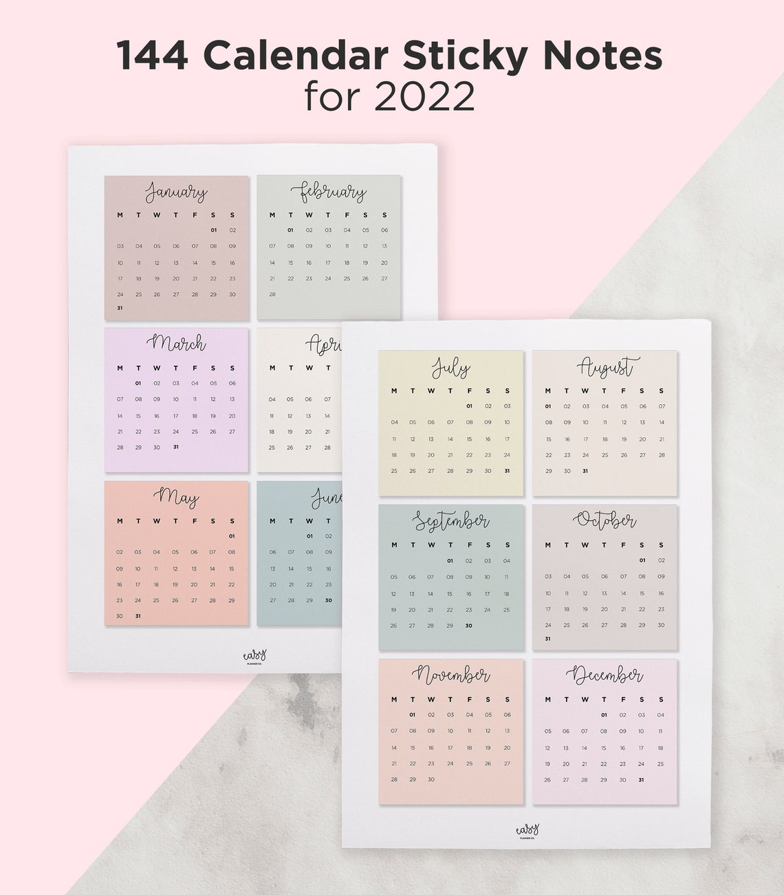 2022 Calendar Sticky Notes, Digital Planner Goodnotes, Goodnotes ...
