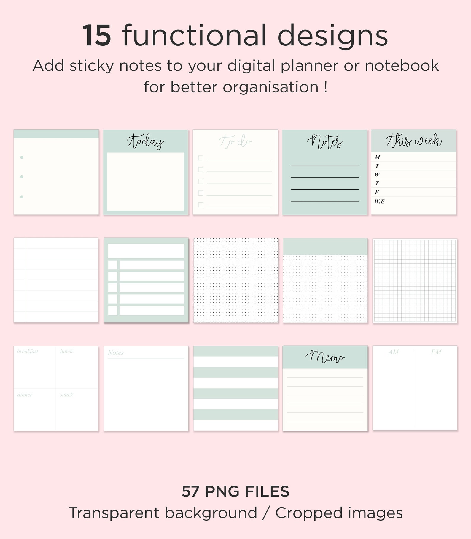 Digital Pastel Sticky Notes, Cute Sticky Notes, Digital Stickers for ...