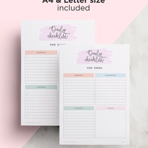 Daily Checklist Chore Chart for Kids, Editable Daily Chore Chart, Daily ...