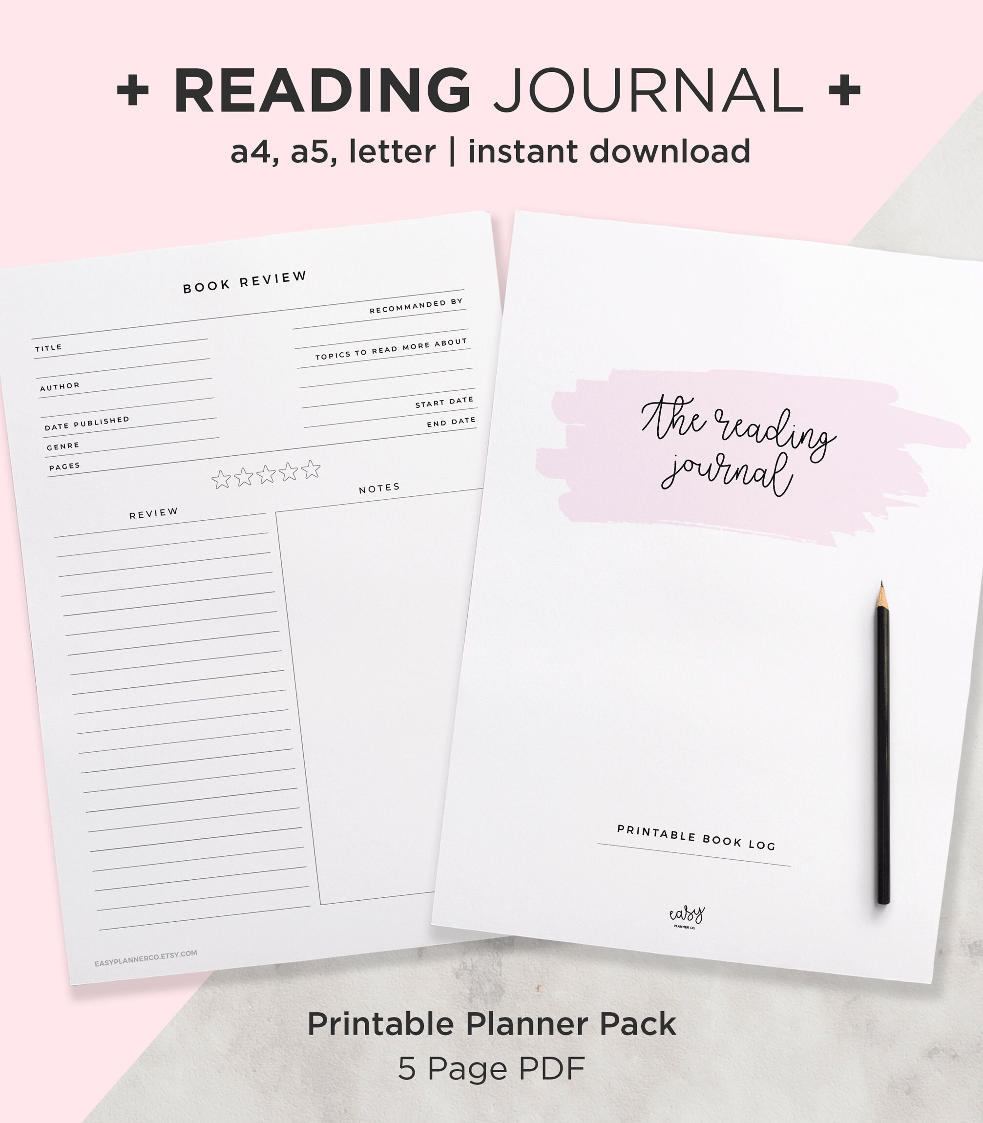 Reading Journal Printable Book Log Reading Tracker Reading | Etsy