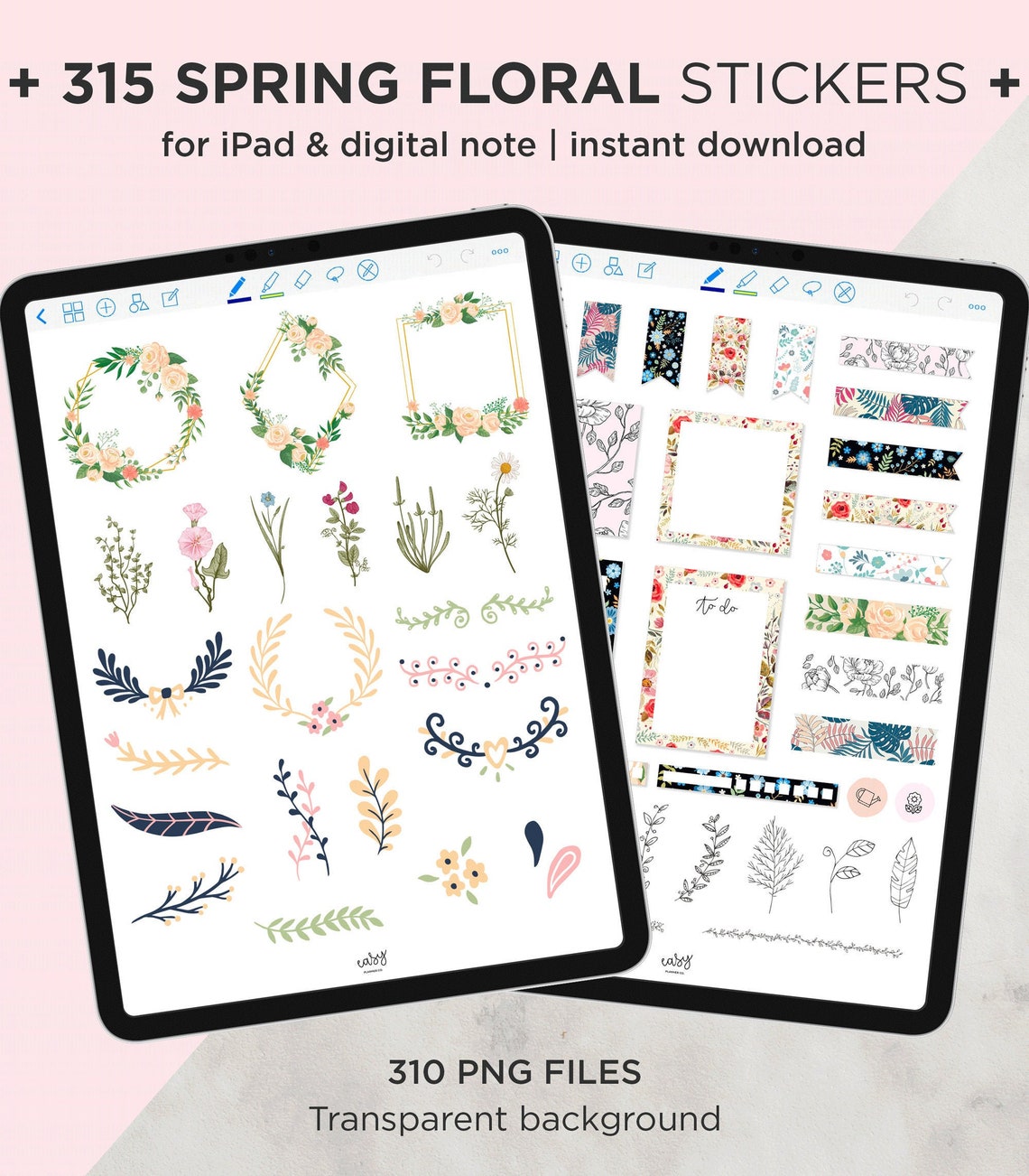 315 Spring Floral Digital Stickers for Goodnotes Digital - Etsy
