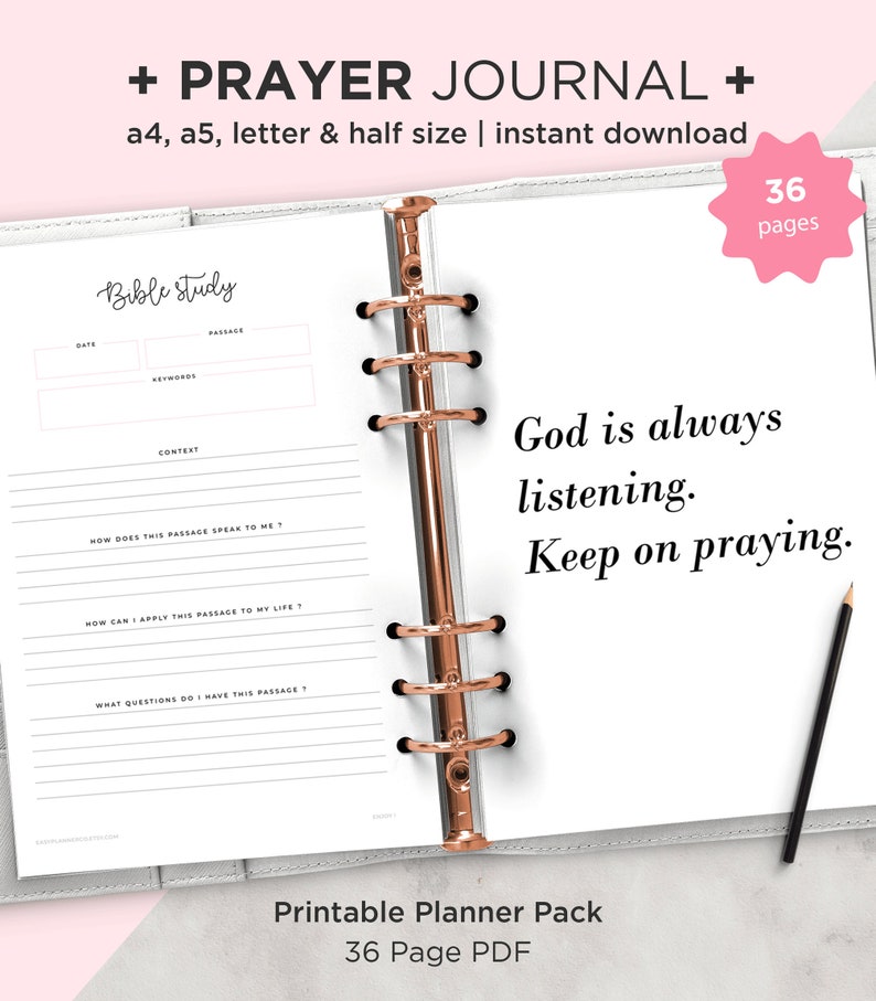Prayer Journal Printable Bible Study Planner Printable - Etsy