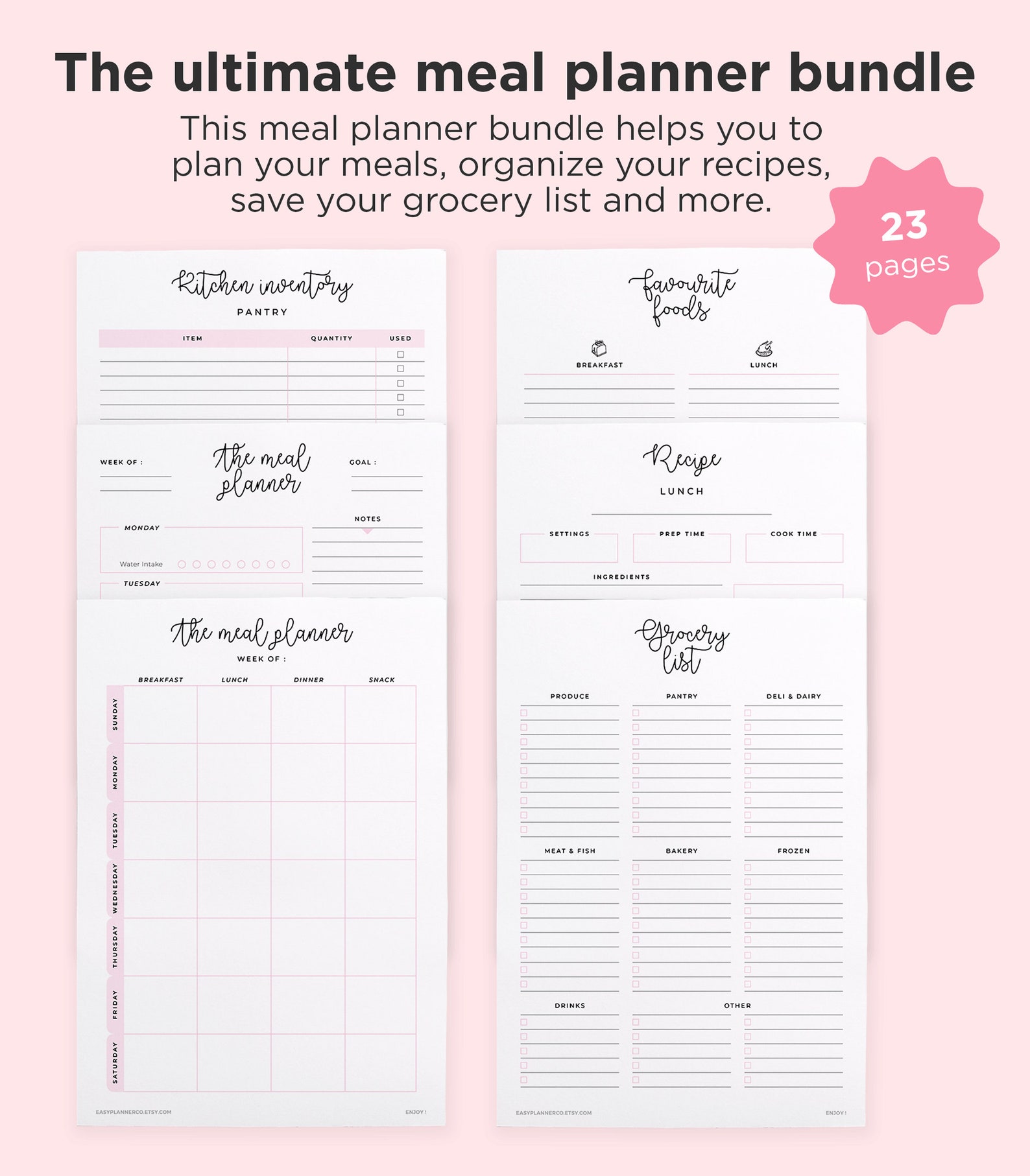 Ultimate Meal Planner Printable Weekly Meal Planner Recipe - Etsy
