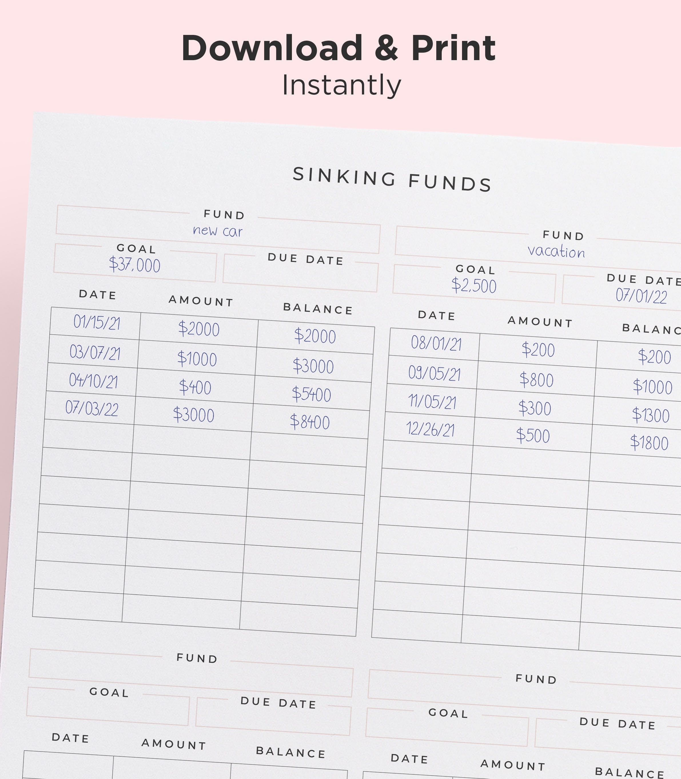 Sinking Funds Tracker Printable Half Letter A4 A5 Planner - Etsy Australia