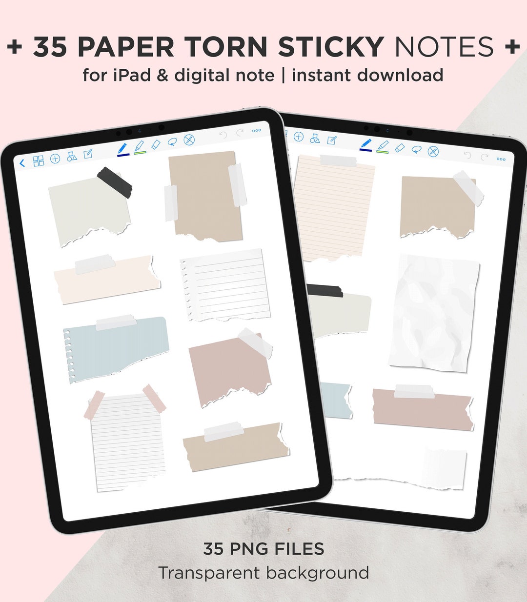 Paper Torn Digital Sticky Notes, Digital Planner Stickers Goodnotes ...