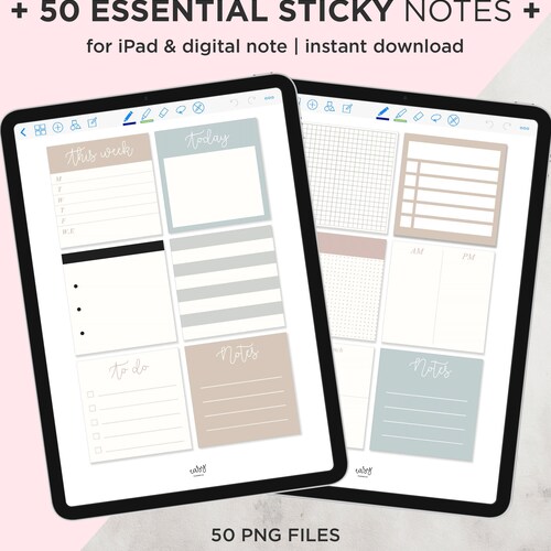 72 Sticky Notes Stickers Digital Stickers Ipad Sticky Note - Etsy
