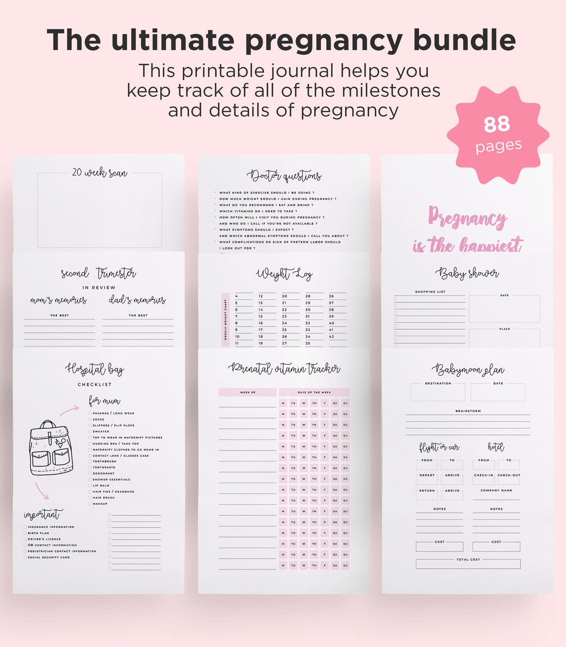 Ultimate Pregnancy Journal, Printable Pregnancy Journal, Pregnancy ...