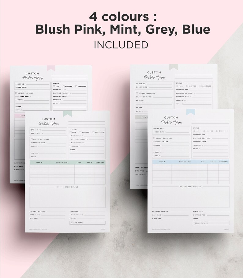 Custom Order Form Editable Template Letter A4 A5 Inserts - Etsy