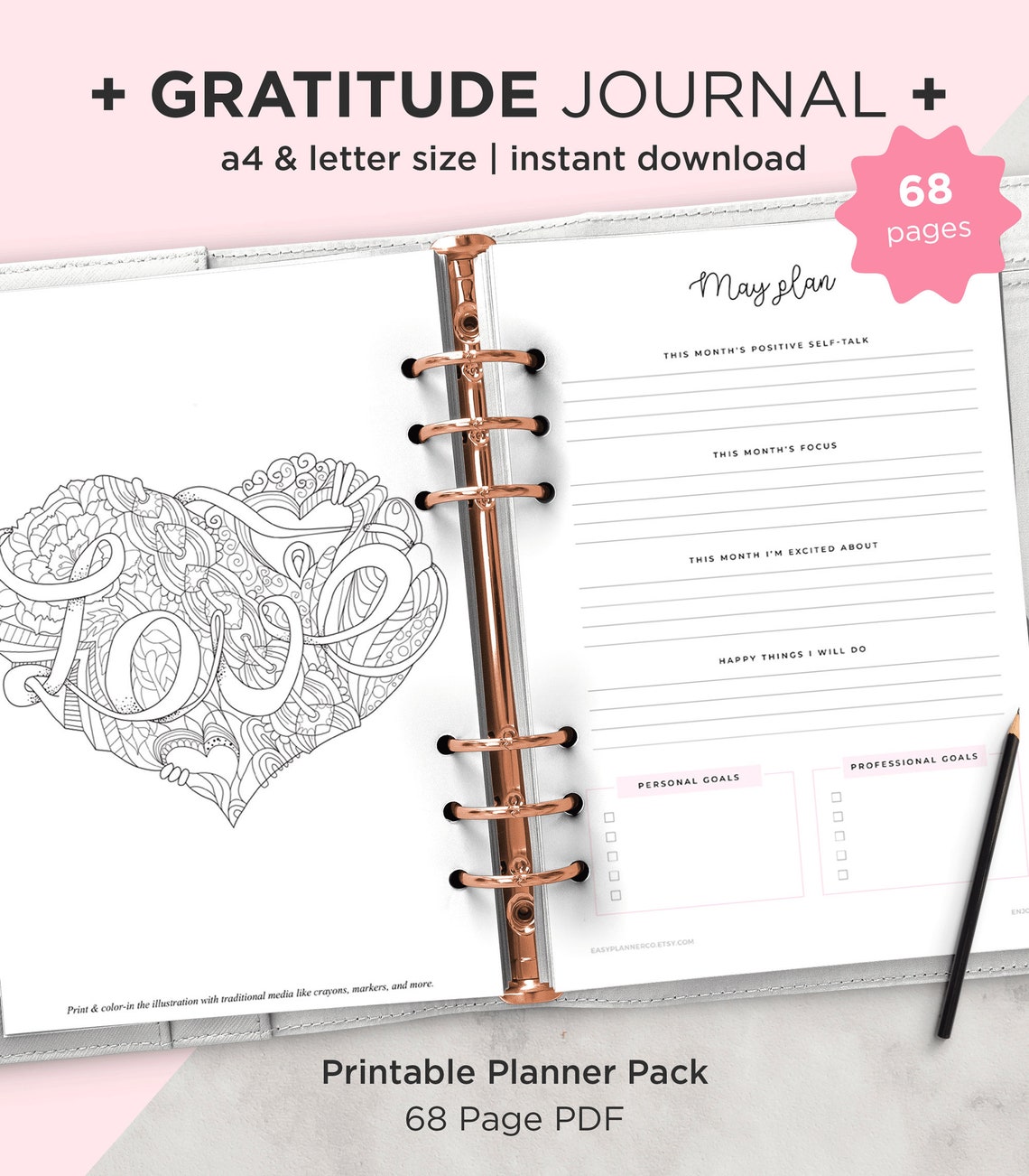 Gratitude Journal Printable, Grateful Journal, Gratitude Planner ...