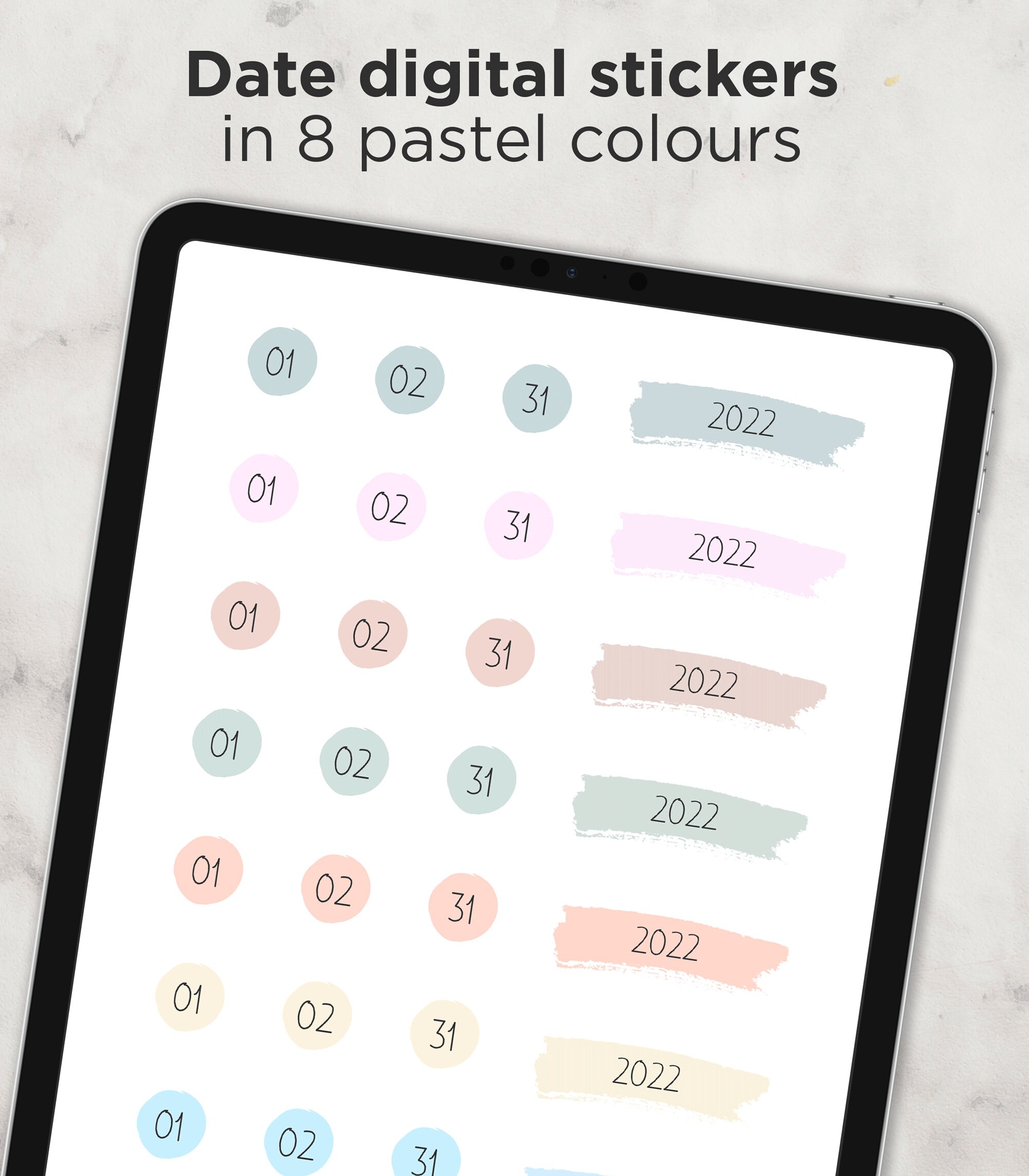 2022 Digital Planner Stickers Pastel Colours for Goodnotes, Weekly ...
