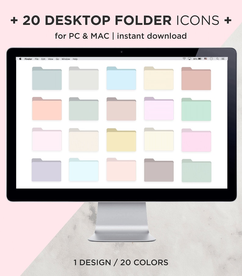 Pastel Desktop Folder Icons for Mac and Windows - Etsy