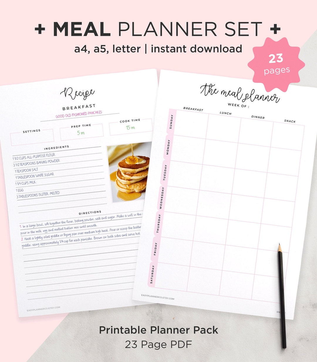 Ultimate Meal Planner Printable, Weekly Meal Planner, Recipe Template ...