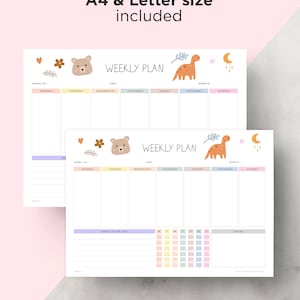 Editable Kids Weekly Planner, Kids Weekly Chores, Kids Printable ...
