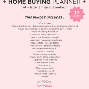 Home Buying Planner, Real Estate House Hunting Checklist, Home Buying ...