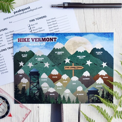Hike Vermont Scratch Off/5x7/hiking Supplies and - Etsy