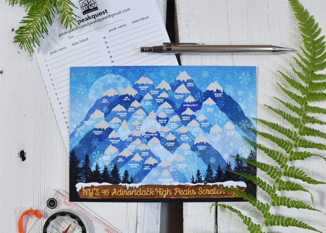 Adirondack High Peaks Winter 46 Scratch off Card: Hiking Progress ...