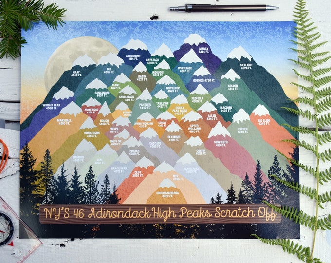 Conquering the 46 ADK 46ers Print Adirondacks, NY Mountain Graphic High ...
