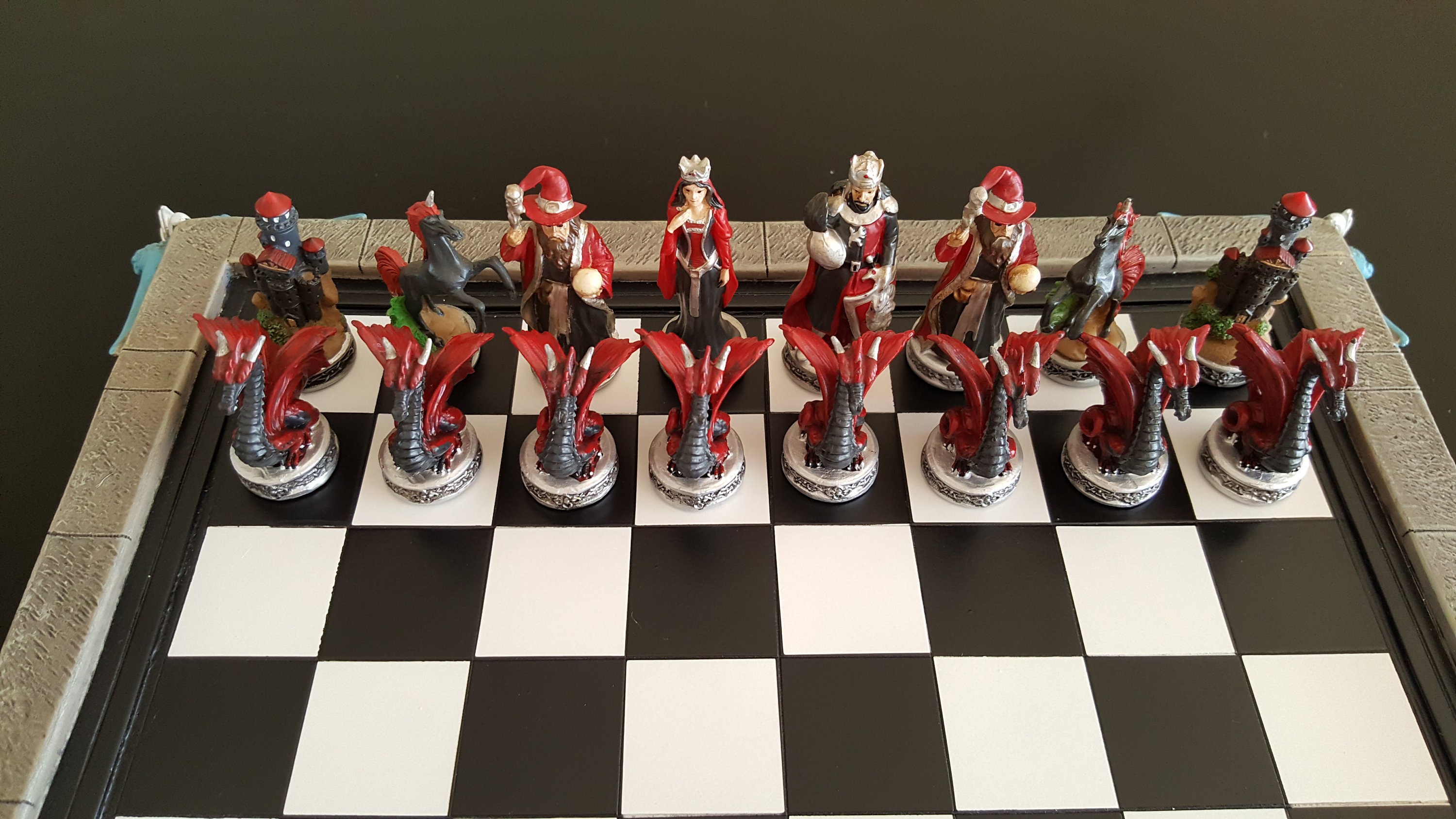 Fantasy Wizards and Dragons Chess Set - Etsy