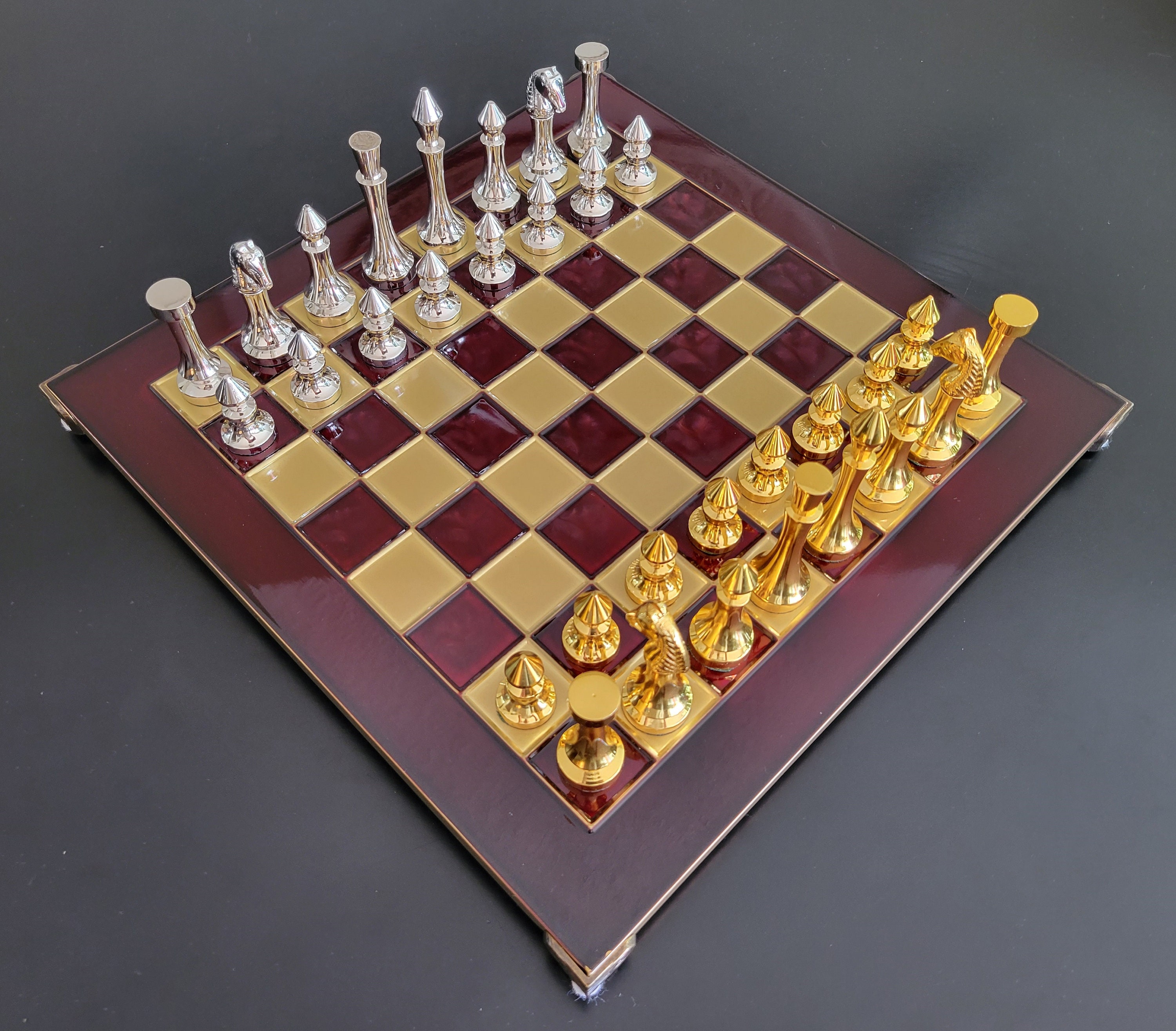 Modern Gold and Silver Brass Chess Set. - Etsy