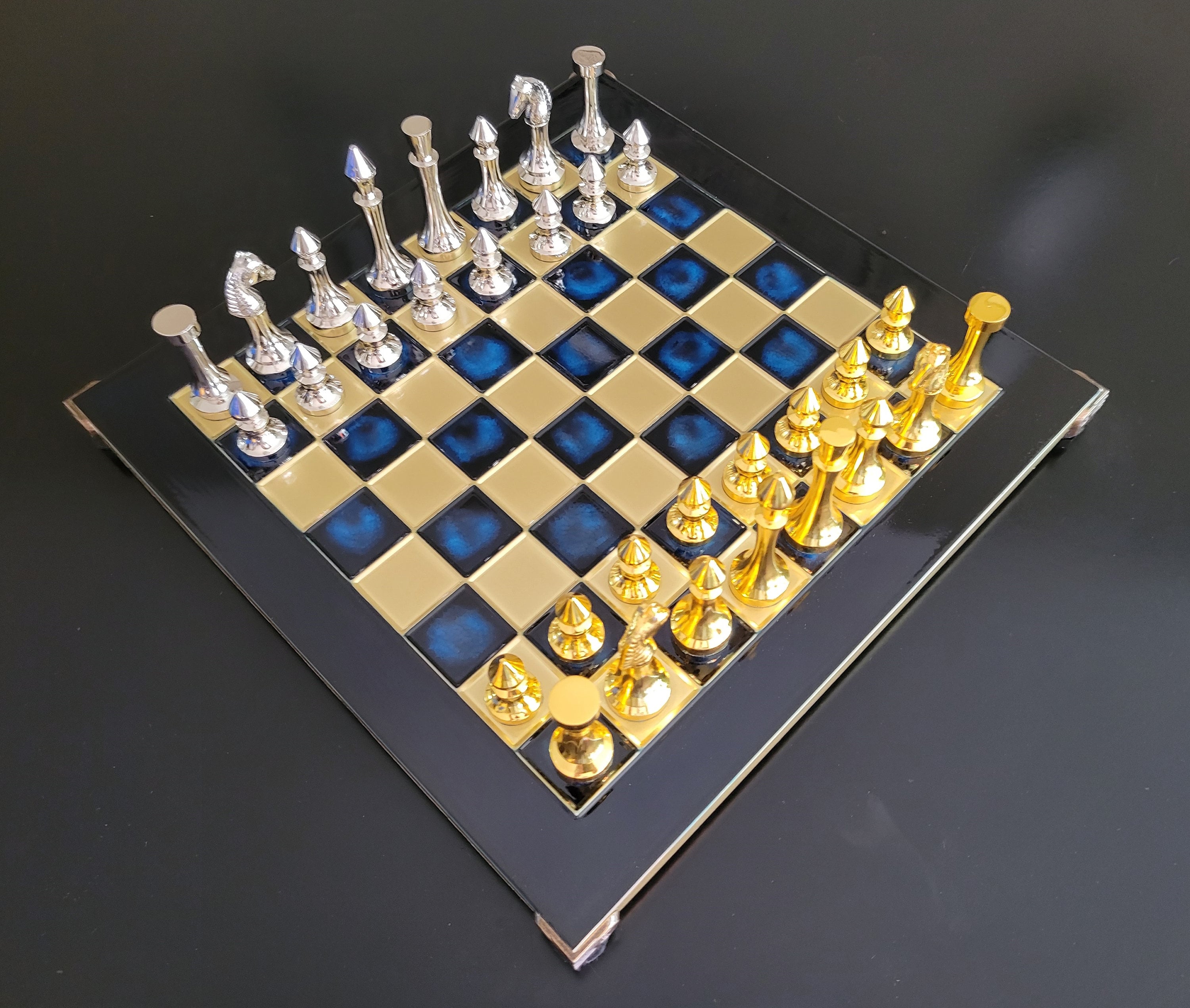 Modern Gold and Silver Brass Chess Set. - Etsy
