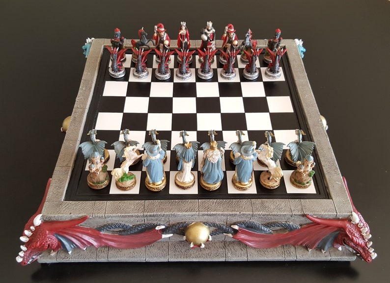 Fantasy Wizards and Dragons Chess Set - Etsy