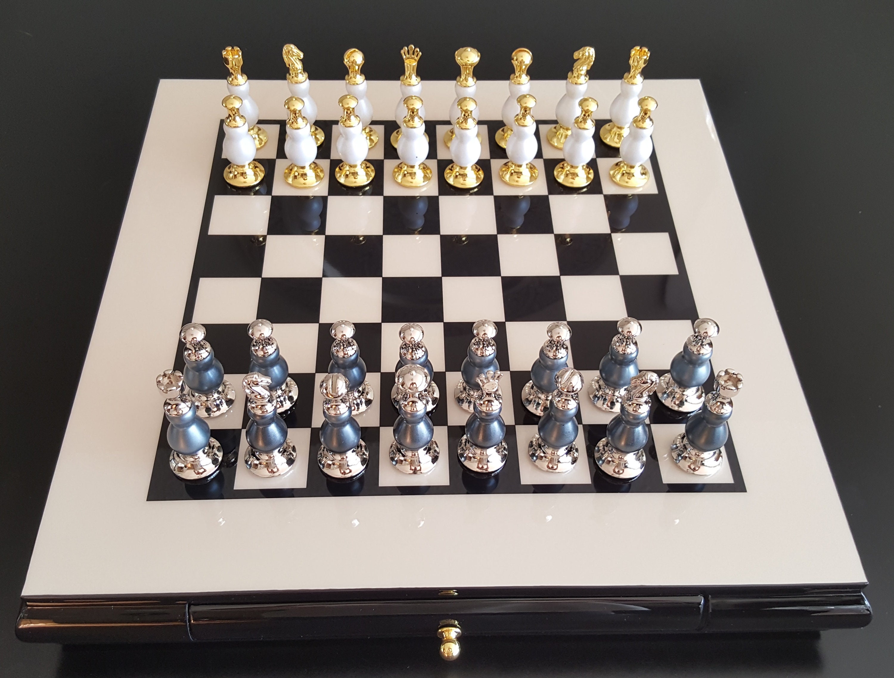 Elegant Gold and Silver Chess Set - Etsy