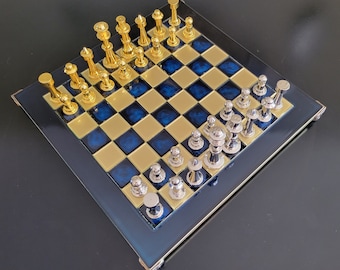 Modern Gold and Silver Brass Chess Set. - Etsy