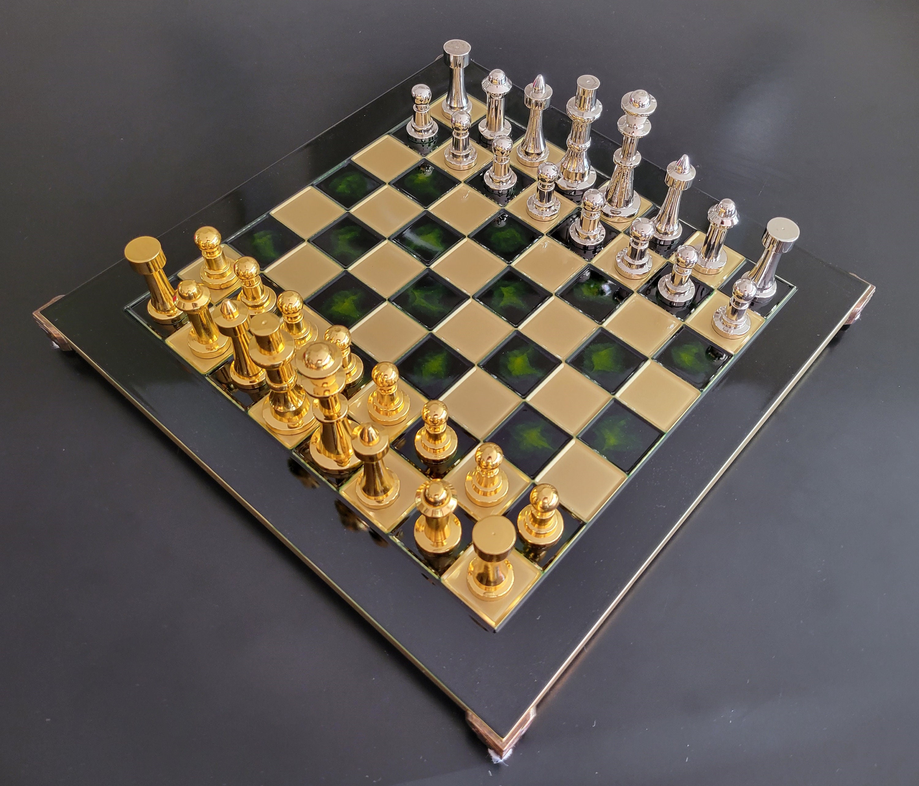 Contemporary Silver and Gold Chess Set - Etsy